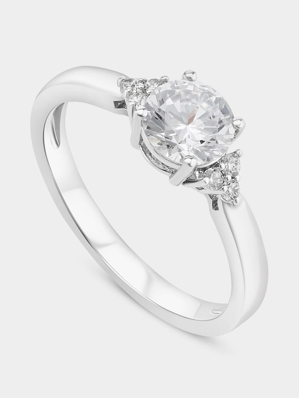 Cheté Sterling Silver Cubic Zirconia Solitaire Trio Ring | Bash