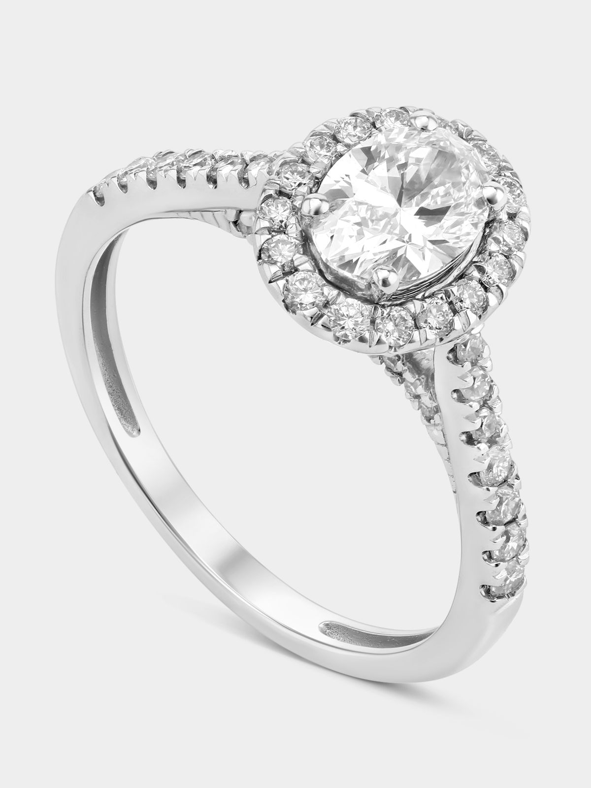 White Gold 1.1ct Lab Grown Diamond Oval Halo Ring | Bash