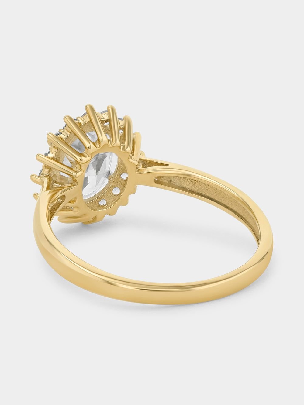 Yellow Gold Cubic Zirconia Oval Halo Ring | Bash