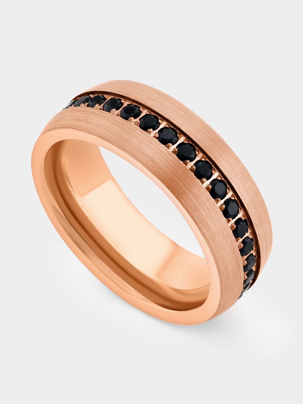 Tungsten Rose Plated Black Cubic Zirconia Ring | Bash