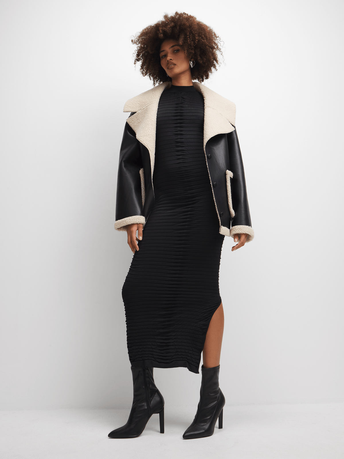 The FIX Women's Black Seamless Textured Turtle Neck Midaxi Dress | Bash