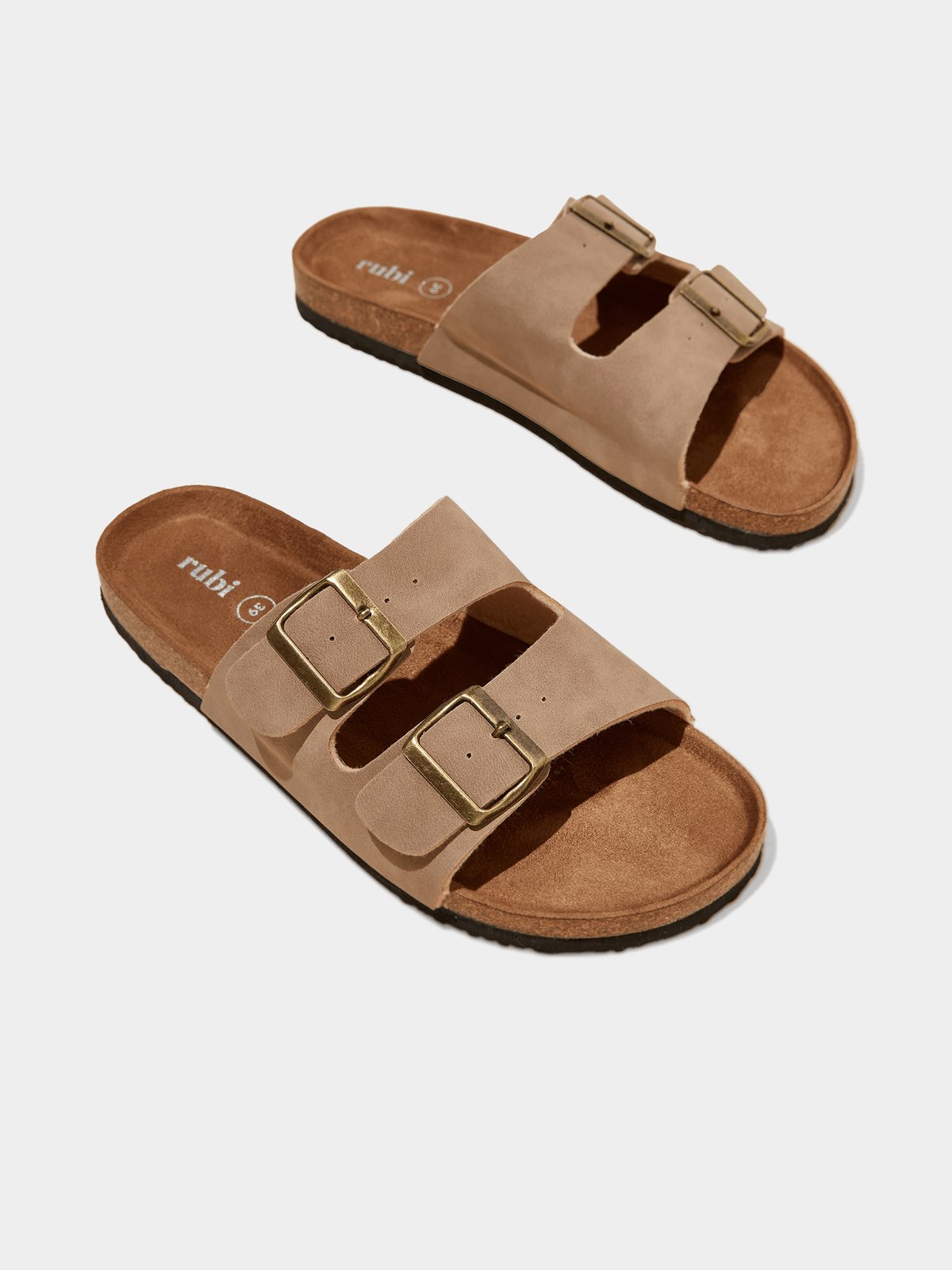 Women's Cotton On Beige Rex Double Buckle Slides | Bash