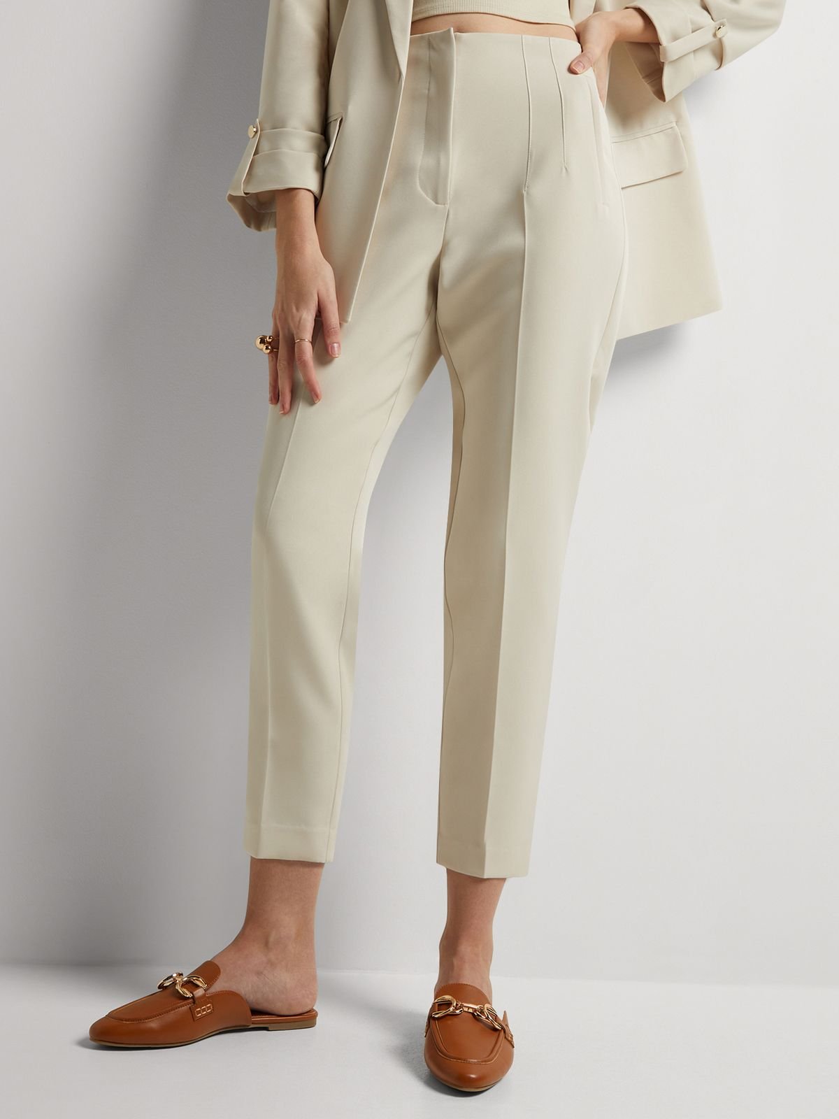 Tapered Leg Darted High Waist Pants | Bash
