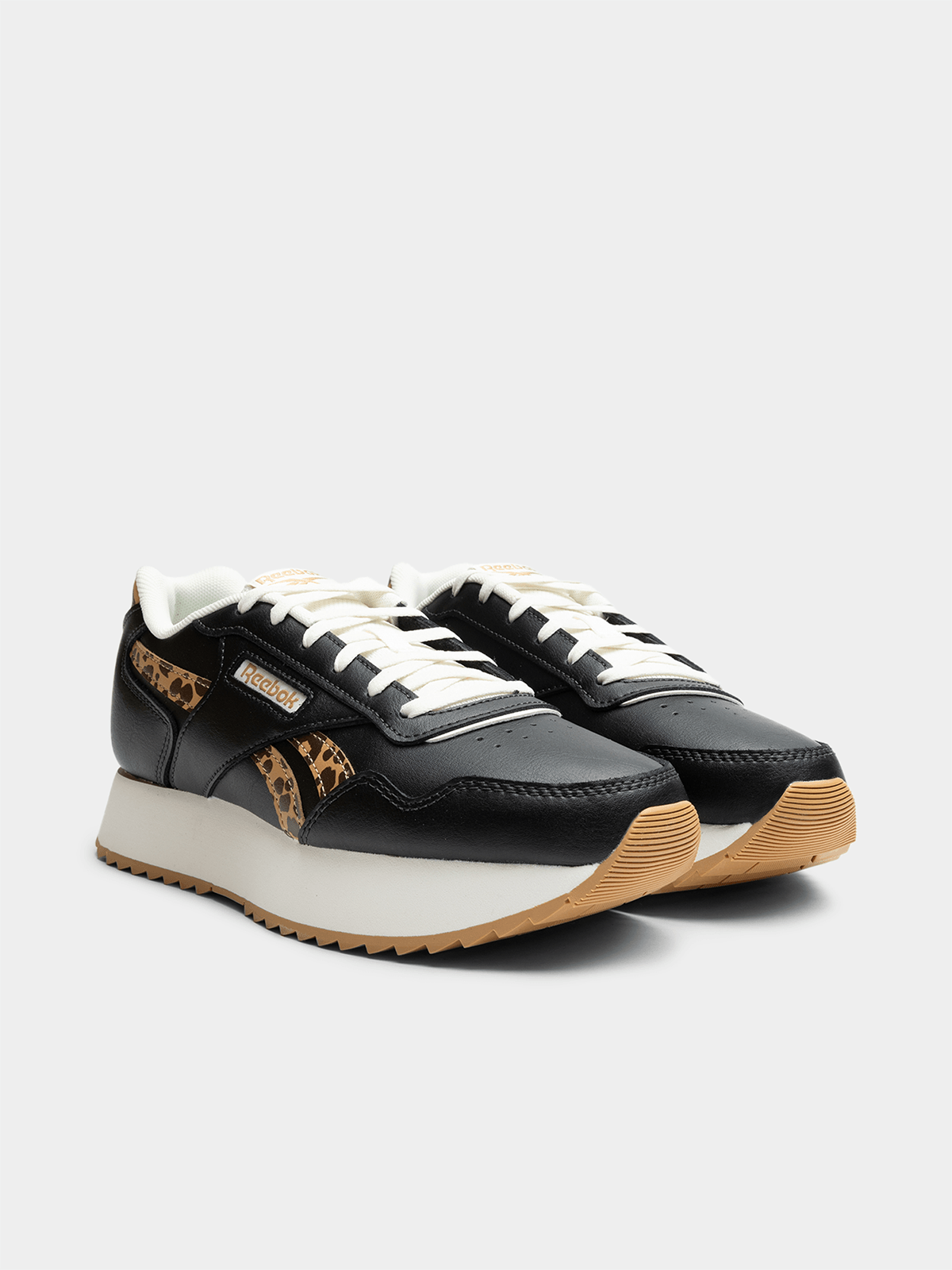 Women's Reebok Glide Ripple Double Black/Leopard Print Platform Sneaker ...