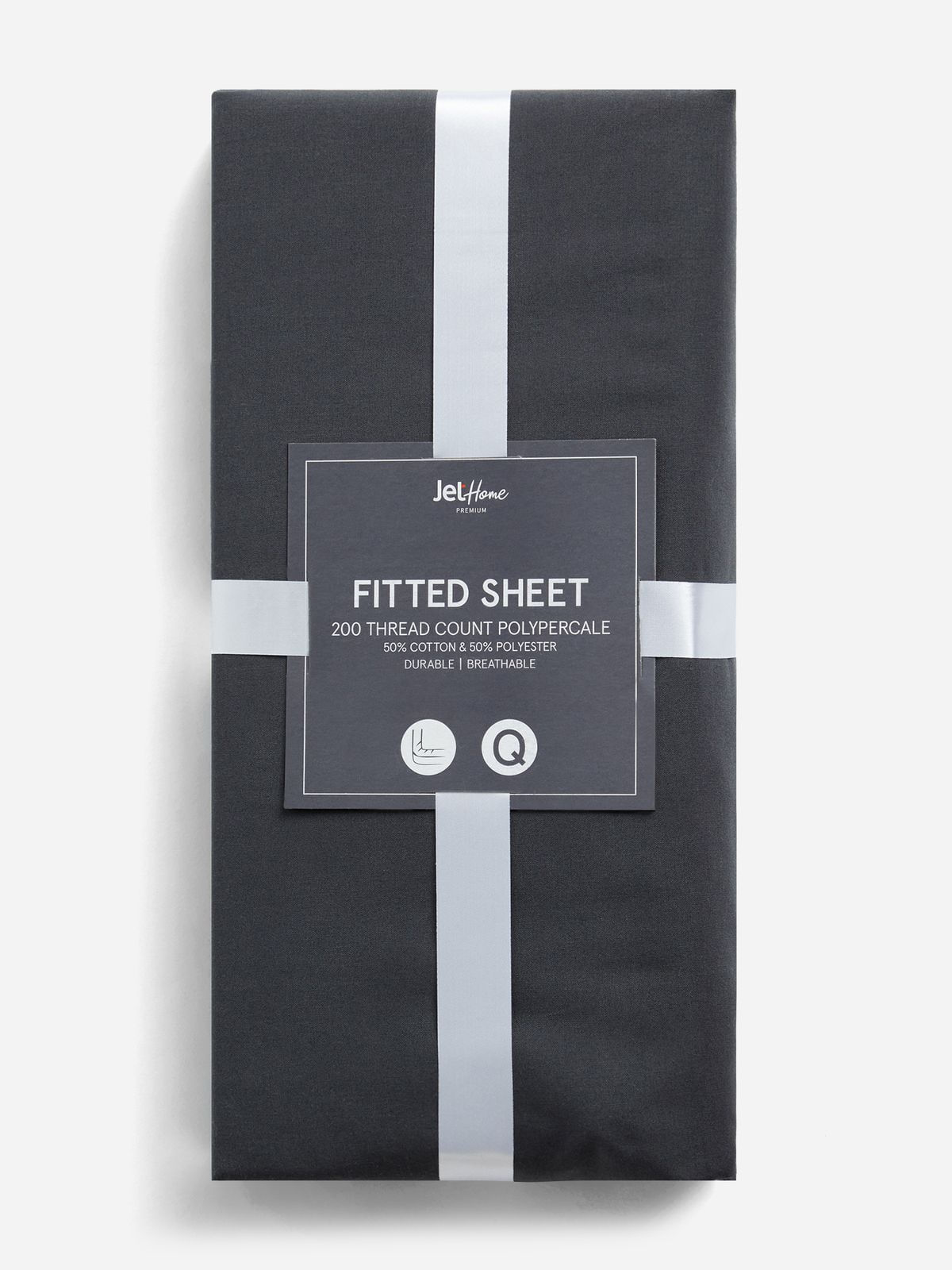 Jet Home Charcoal Percale Fitted Sheet | Bash