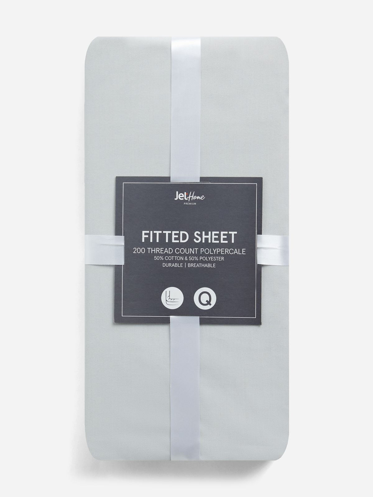 Jet Home Grey Percale 200TC Extra Depth Fitted Sheet | Bash