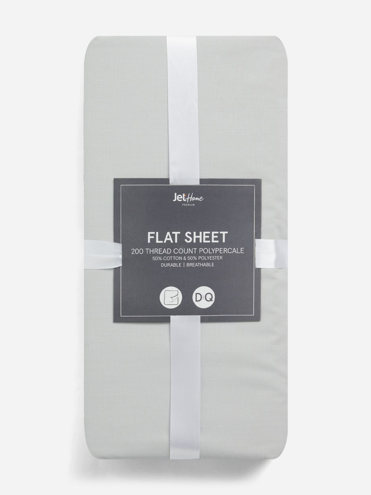 Jet Home Silver Poly Percale 200TC Flat Sheet | Bash