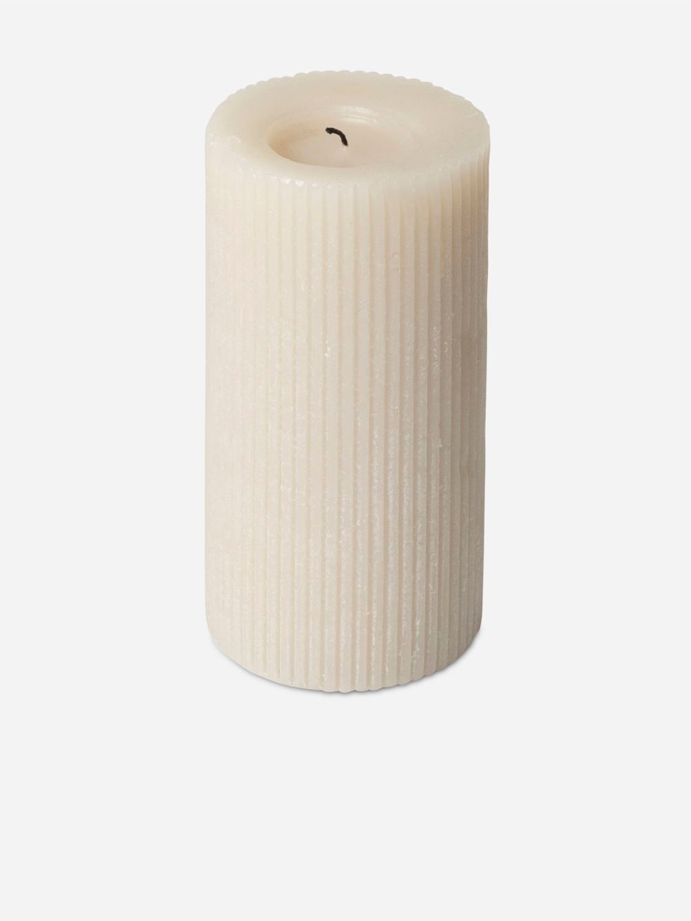 Ribbed Cylindrical Candle Beige 7X14cm | Bash