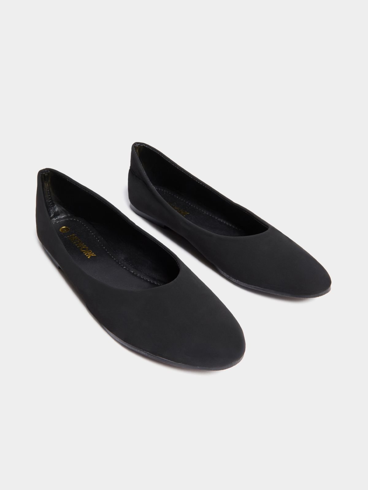 Jet Women's Black Nubuck Almond Flat Shoes | Bash