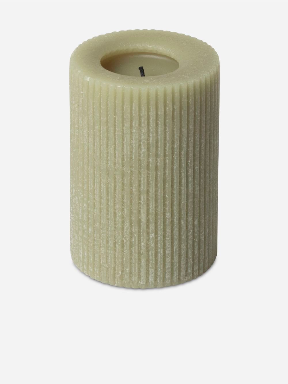Ribbed Cylindrical Candle Green 7X10cm | Bash