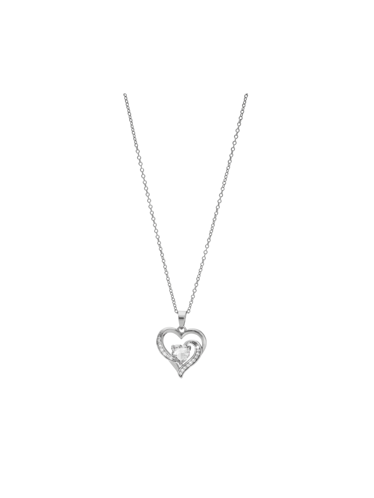 Sterling Silver Cubic Zirconia Heart Pendant | Bash