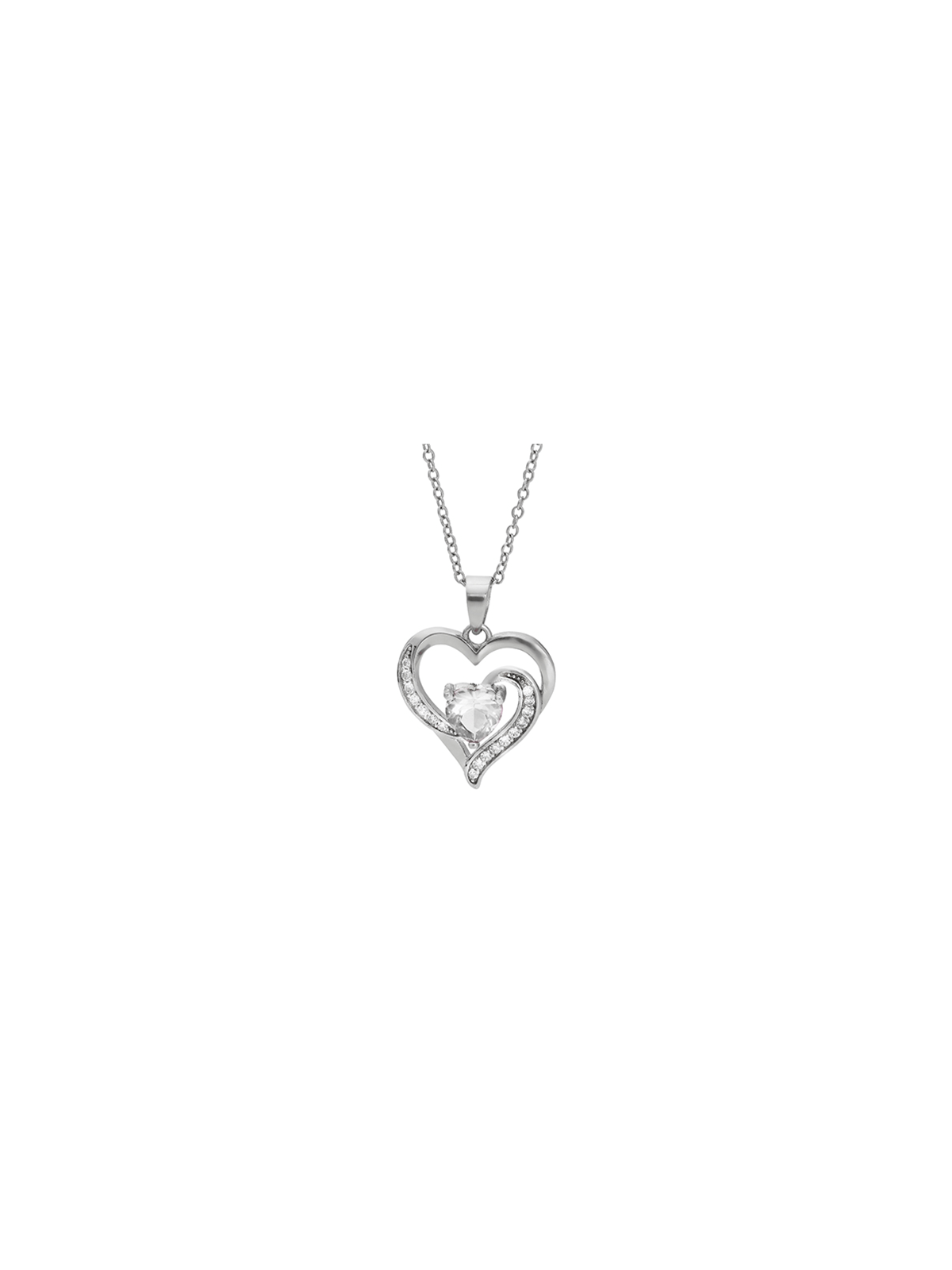 Sterling Silver Cubic Zirconia Heart Pendant | Bash