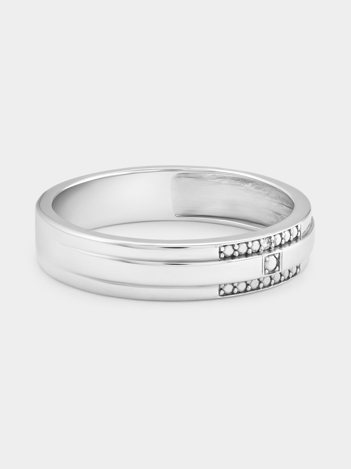 Sterling Silver Lab Grown Diamond Solitaire Beaded Groove Ring | Bash