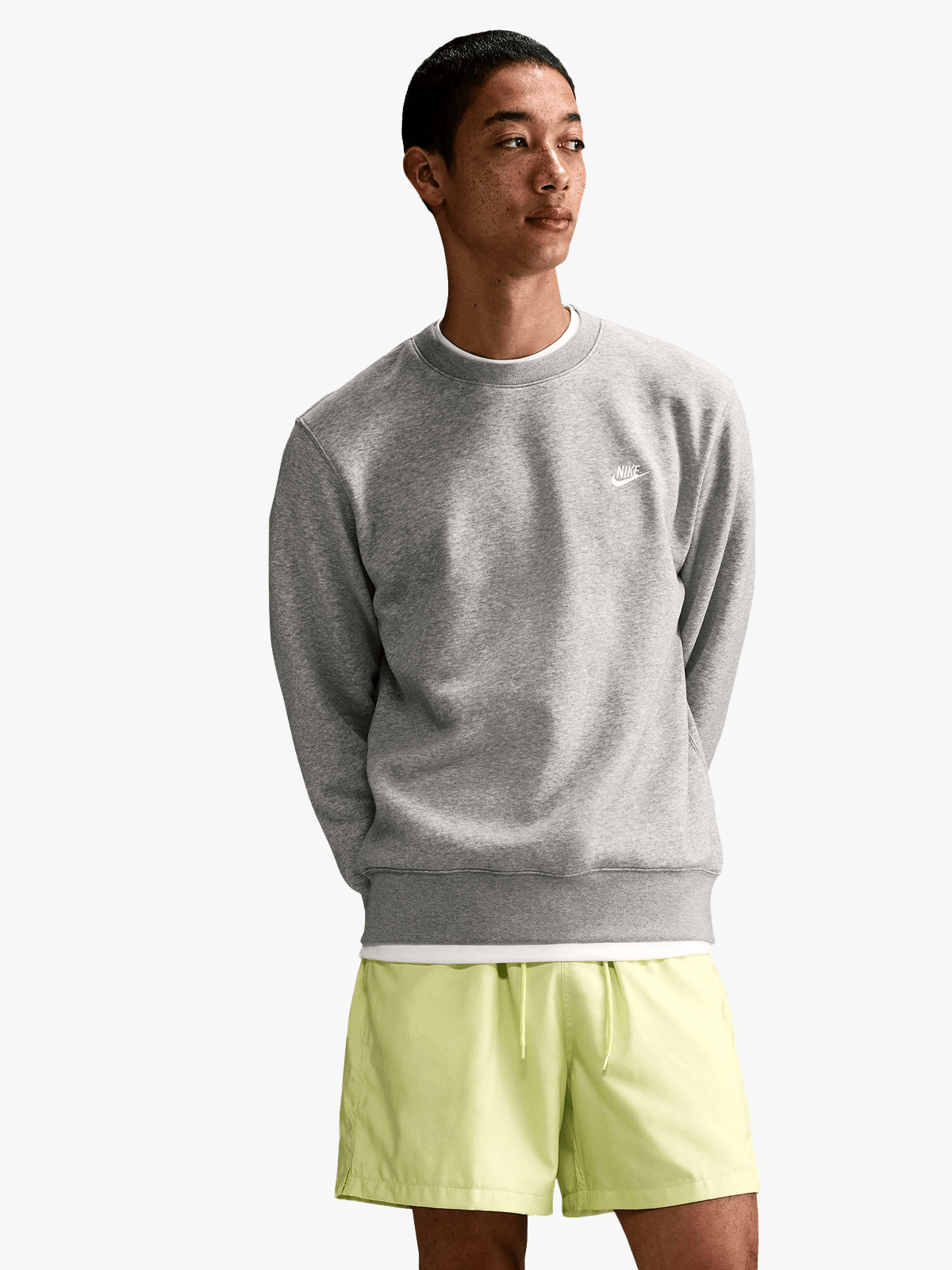 Nike Men's Club Fleece Grey Heather Crew | Bash