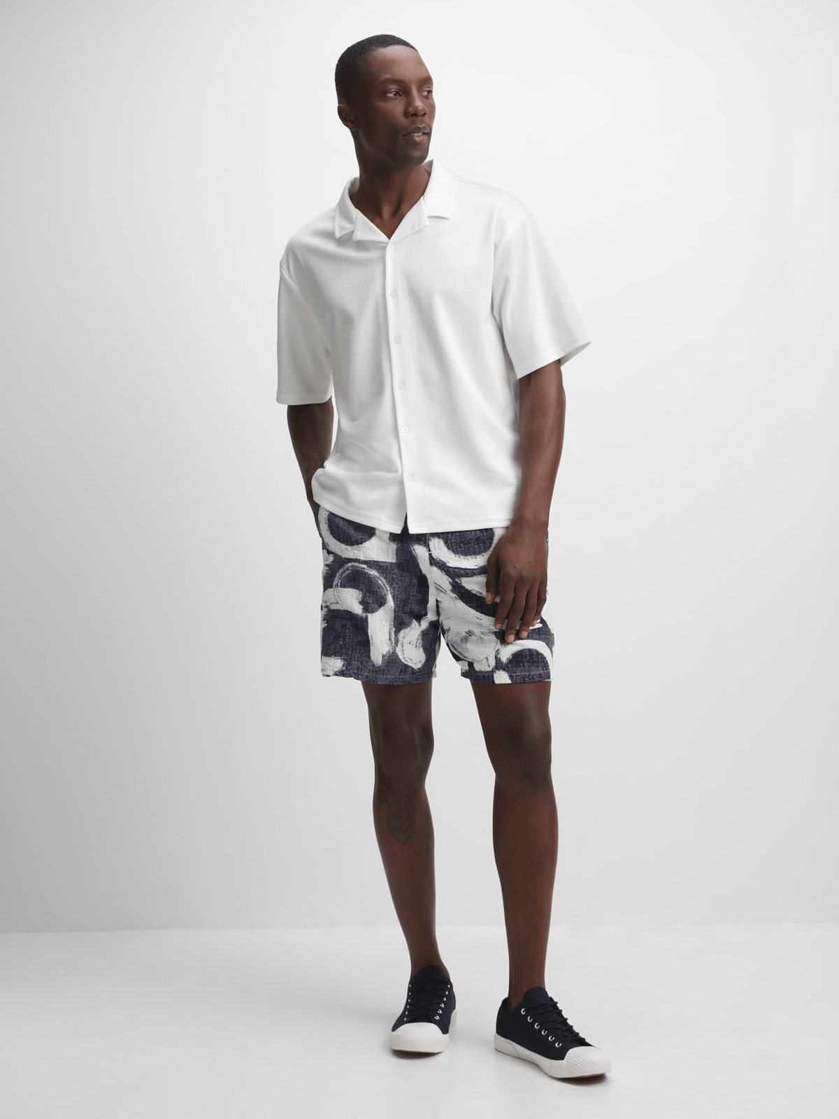 Exact Men's Navy & White Textured Shorts | Bash