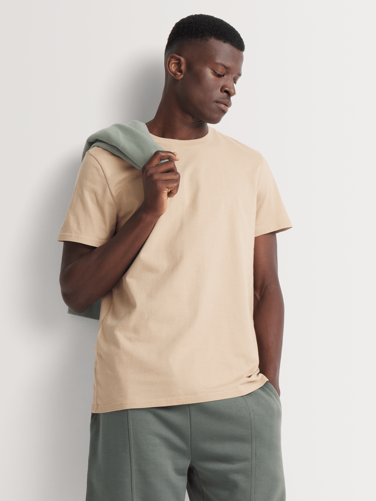 Markham Men's Crewneck Midweight Essential Stone T- Shirt | Bash