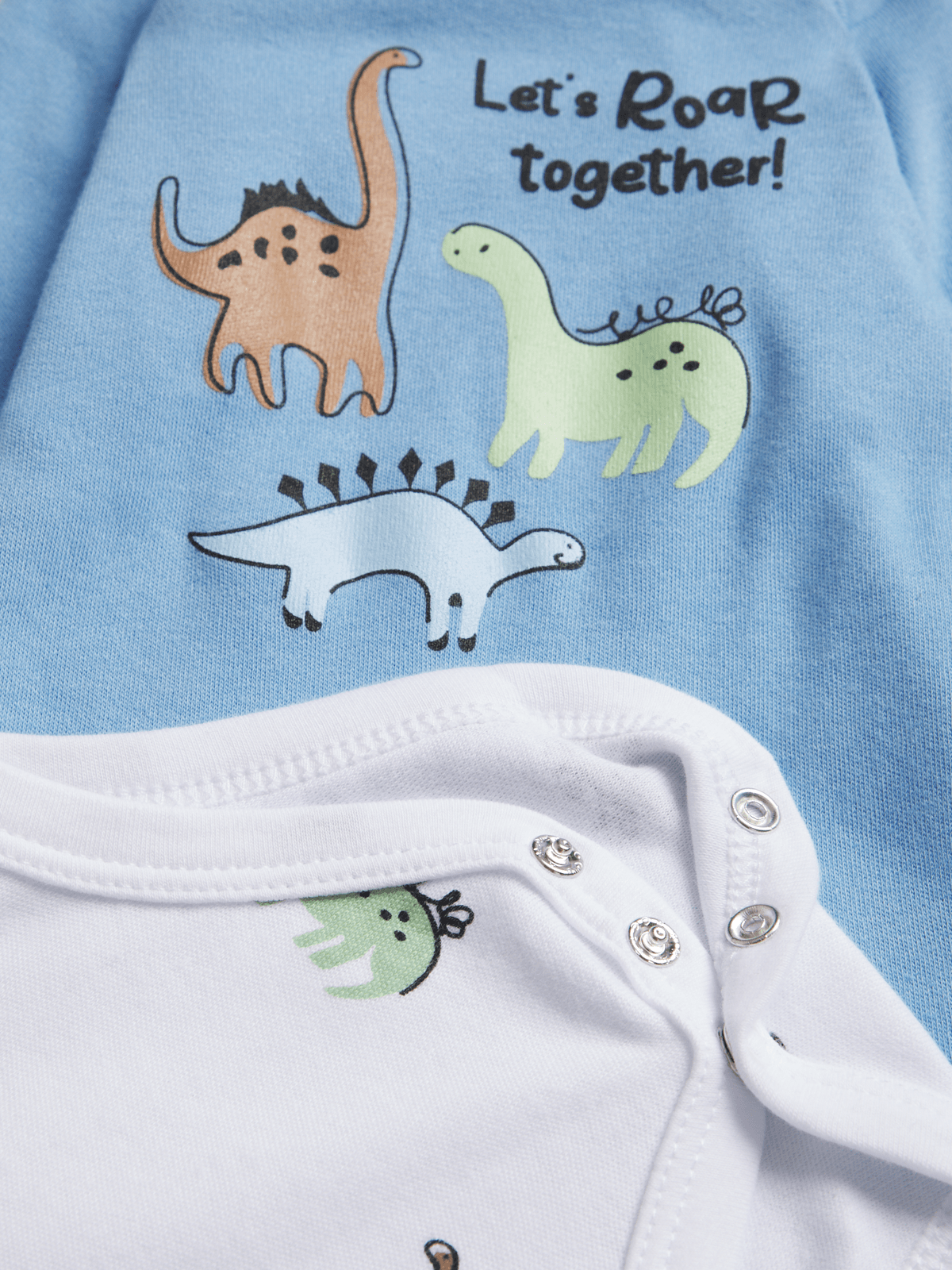 Jet Baby Boys Medium Blue/White Dino 2 Pack Bodysuit | Bash