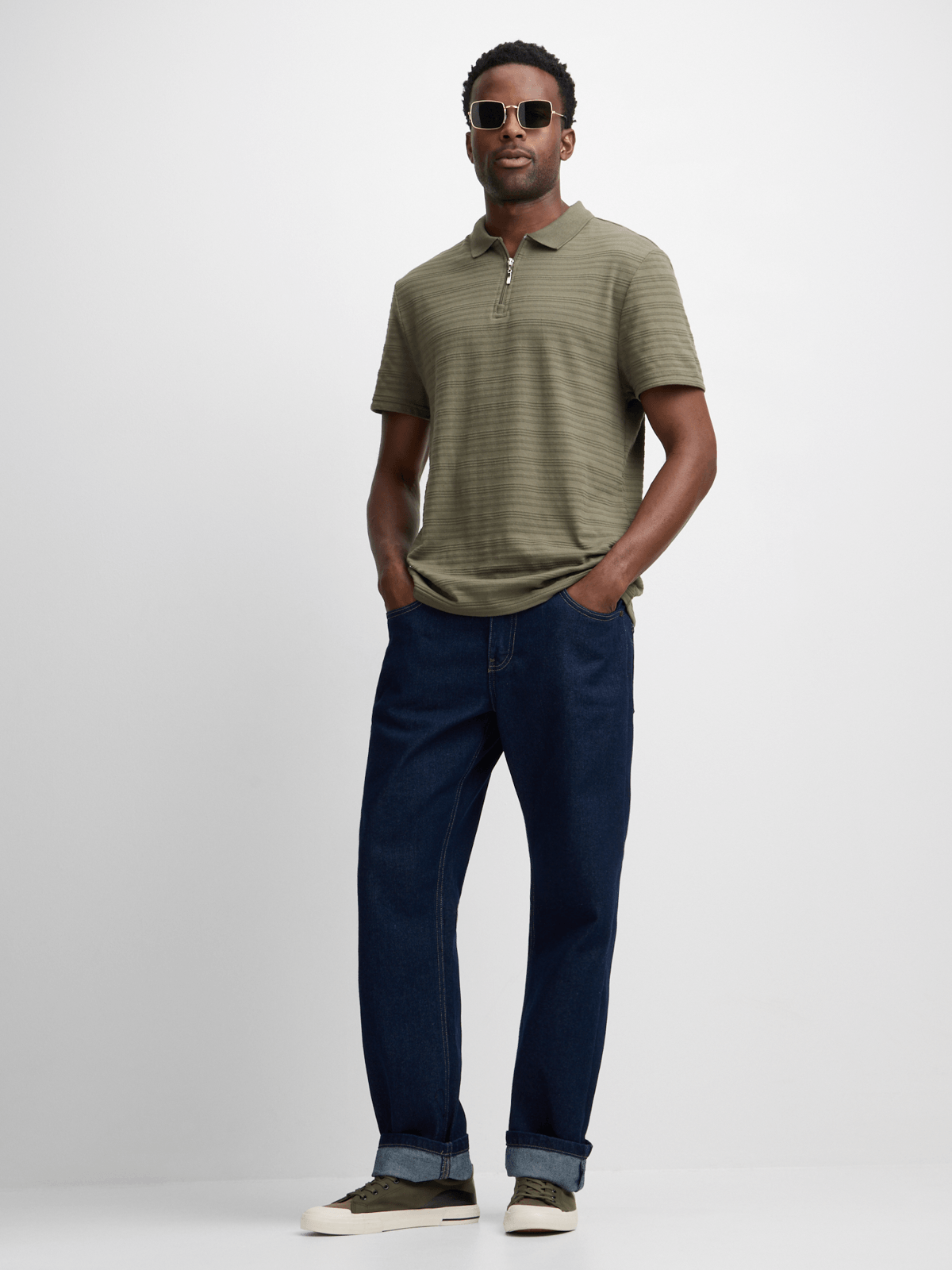 Exact Men's Fatigue Textured Quarter Zip Golfer | Bash