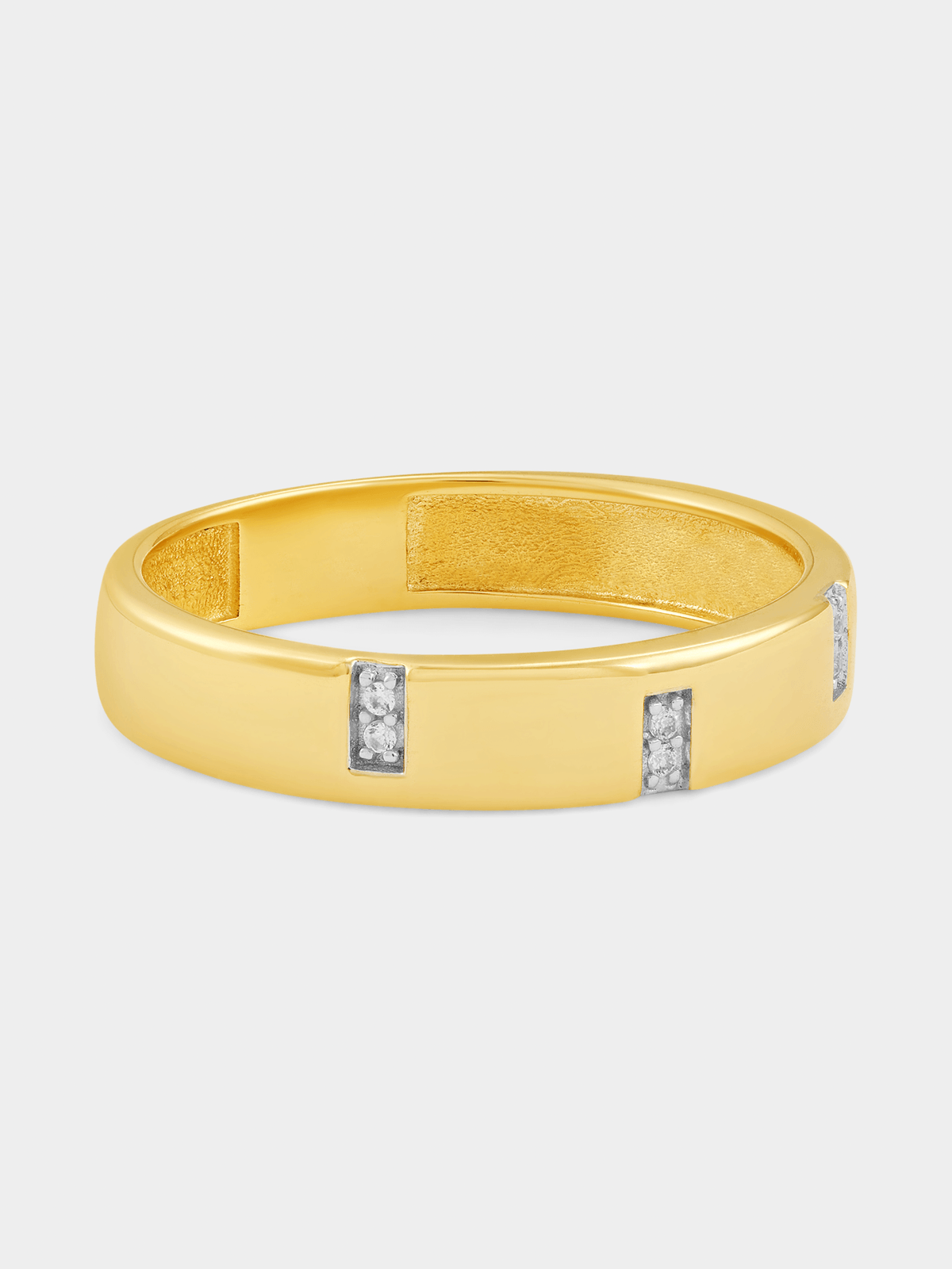Yellow Gold White Sapphire Vertical Channels Ring | Bash