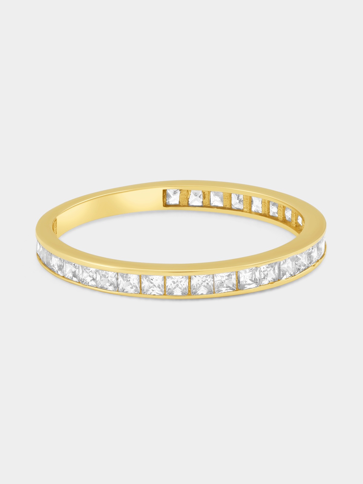 Yellow Gold Cubic Zirconia Square Eternity Ring | Bash