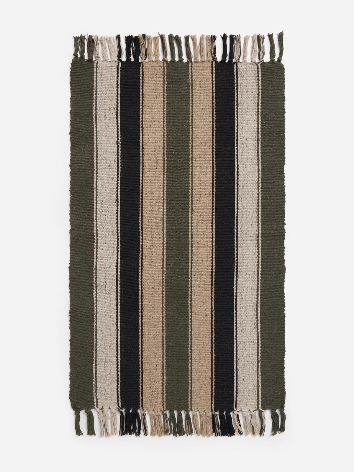 Jet Home Green Cotton Stripe Rug | Bash