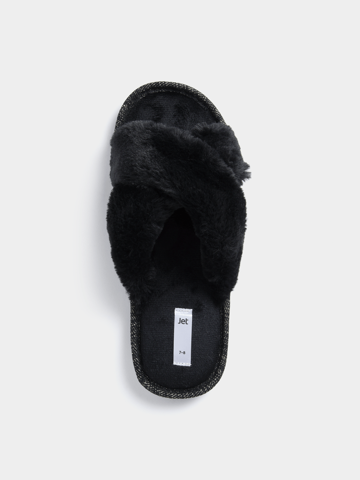 Jet Women's Black Fur Crossover Slippers | Bash