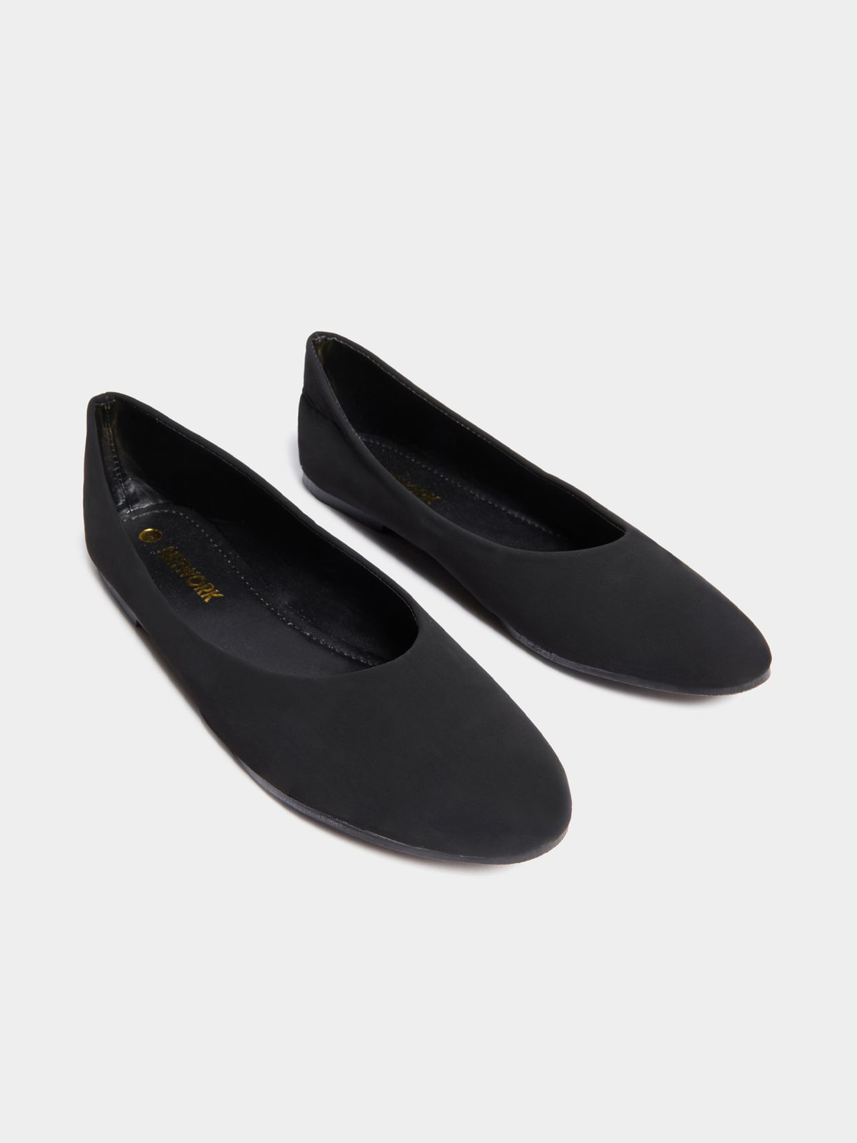 Jet Women's Black Nubuck Almond Flat Shoes | Bash