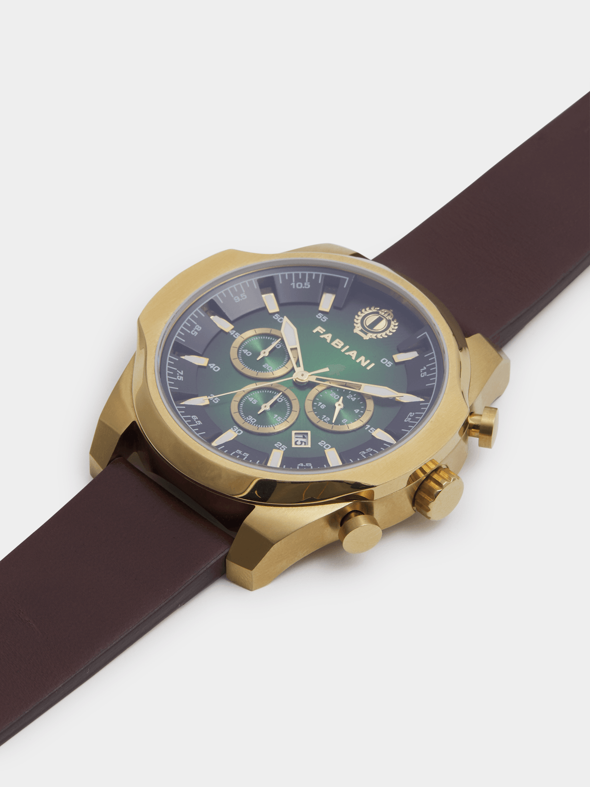 Fabiani Men's Gold/Brown Chronograph Leather Strap Watch | Bash