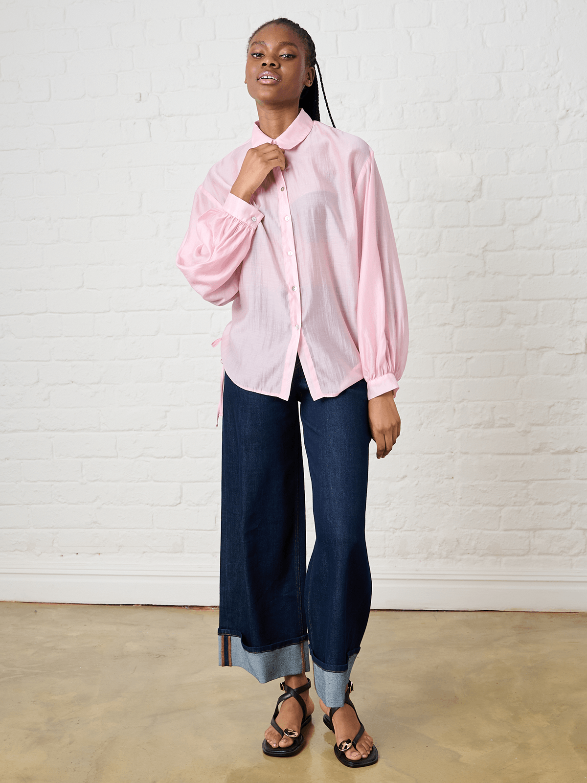 Women's Me&B Soft Pink Bellow Sleeve Drawstring Shirt | Bash