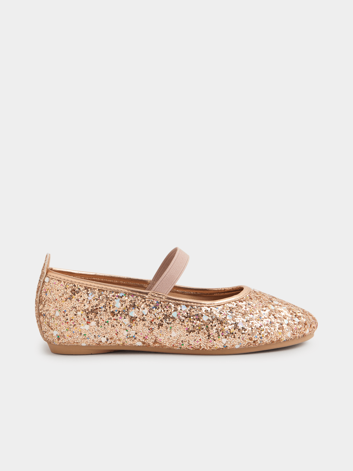 Exact Younger Girl's Rose Gold Glitter Ballerina Pumps | Bash