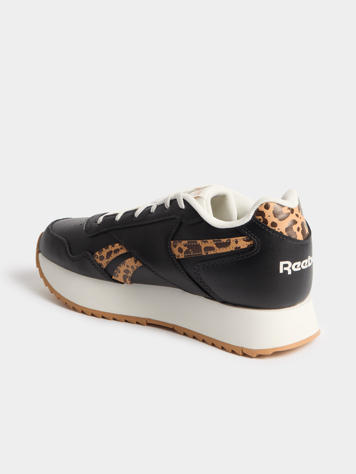 Reebok Womens Glide Ripple Double Black/Leopard Print Sneaker | Bash