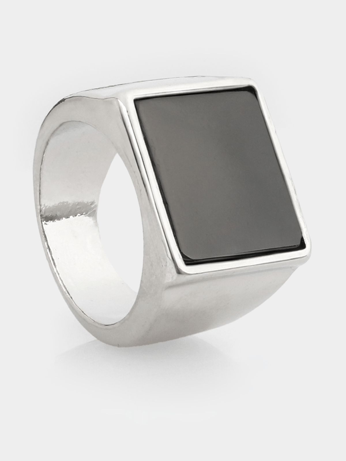 Markham Men's Square Signet Silver/Gunmetal Ring | Bash