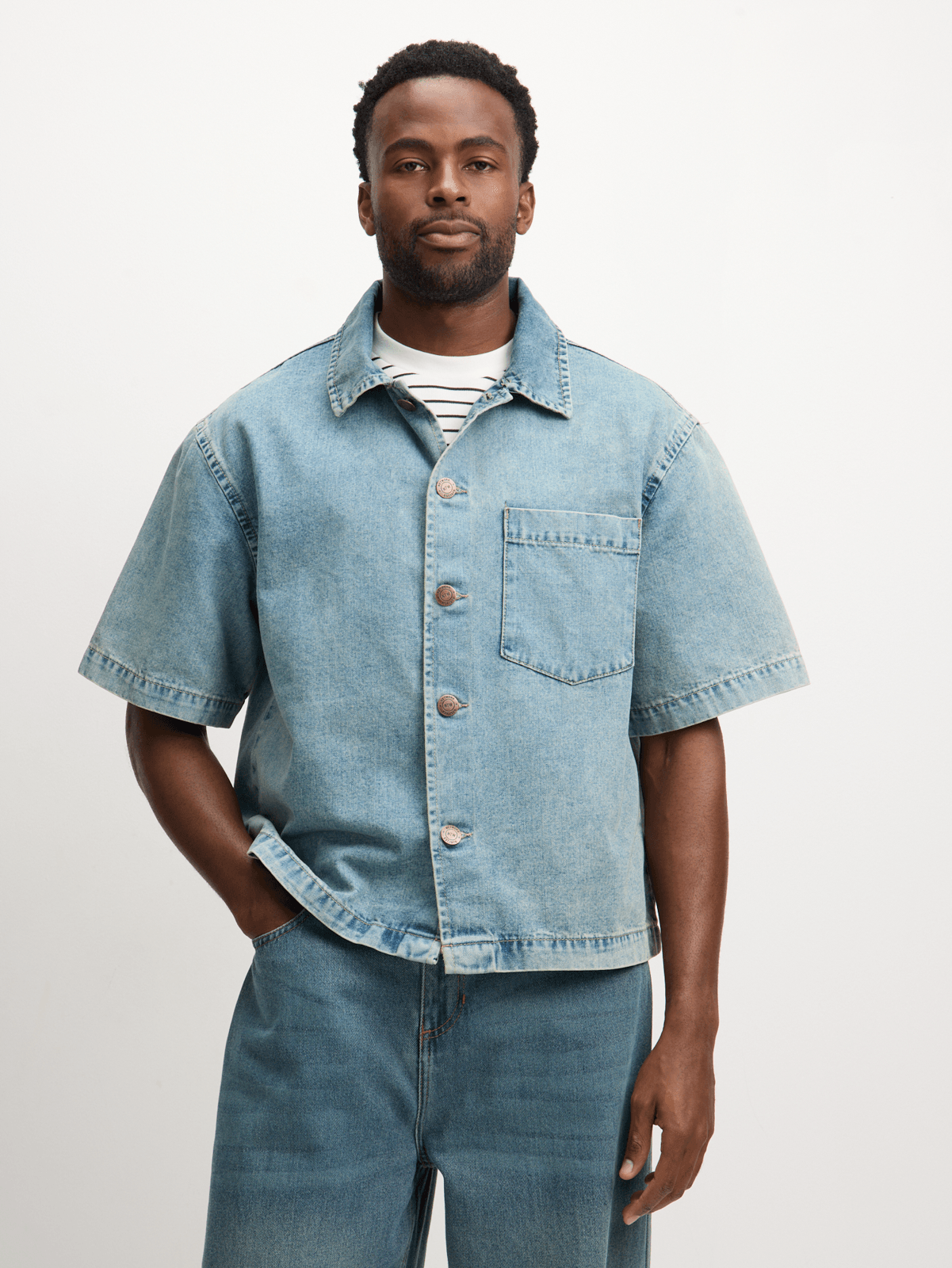 Jet Men's Light Wash Boxy Denim Shirt | Bash