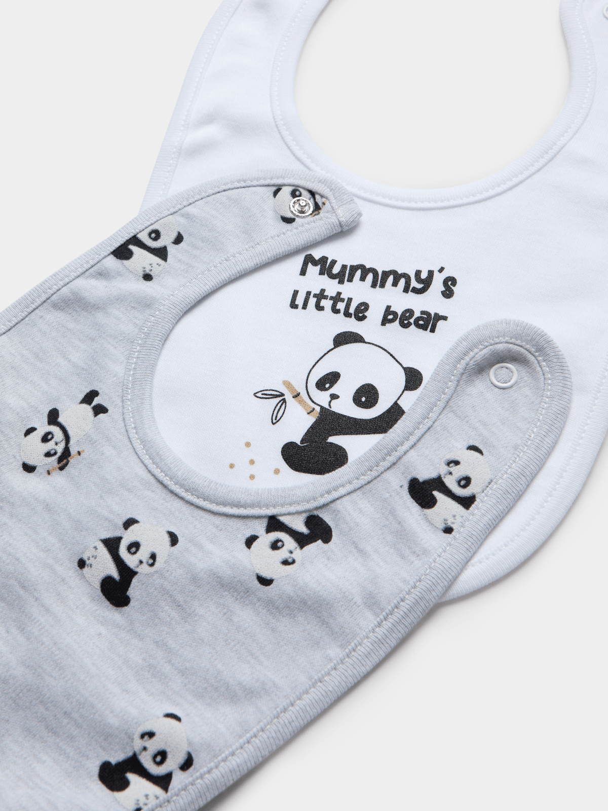 Jet Baby Unisex Grey Melange 2 Pack Panda Bibs | Bash