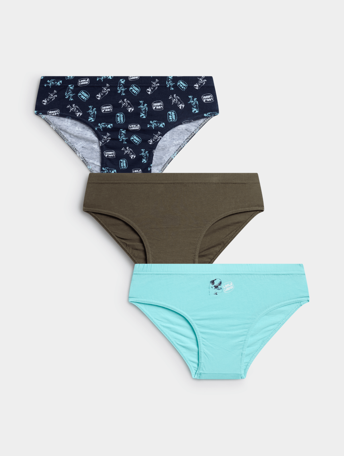 Exact Boy's Blue & Fatigue Dino 3-Pack Briefs | Bash