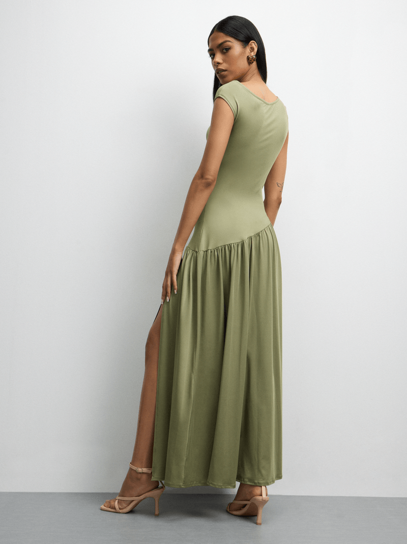 The FIX Women's Fatigue Assymetric Draped Slit Maxi Dress | Bash