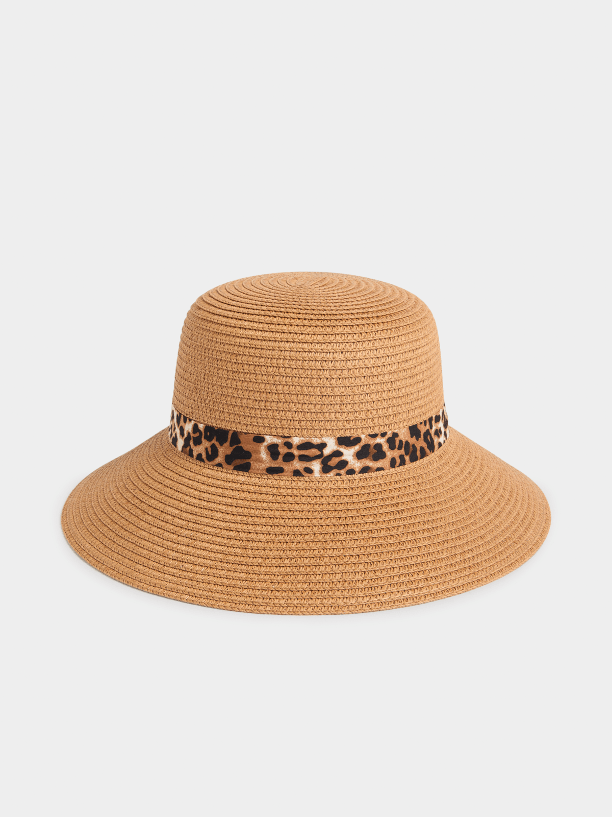 Exact Women's Natural Leopard Band Straw Hat | Bash