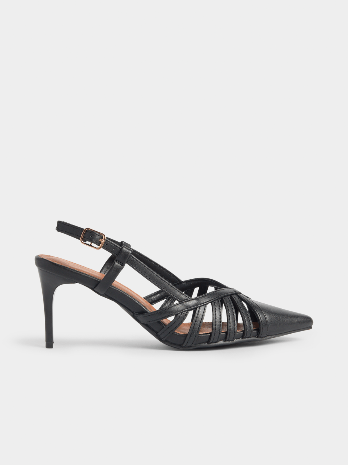 Exact Women's Black Caged Slingback Pointy Heels | Bash