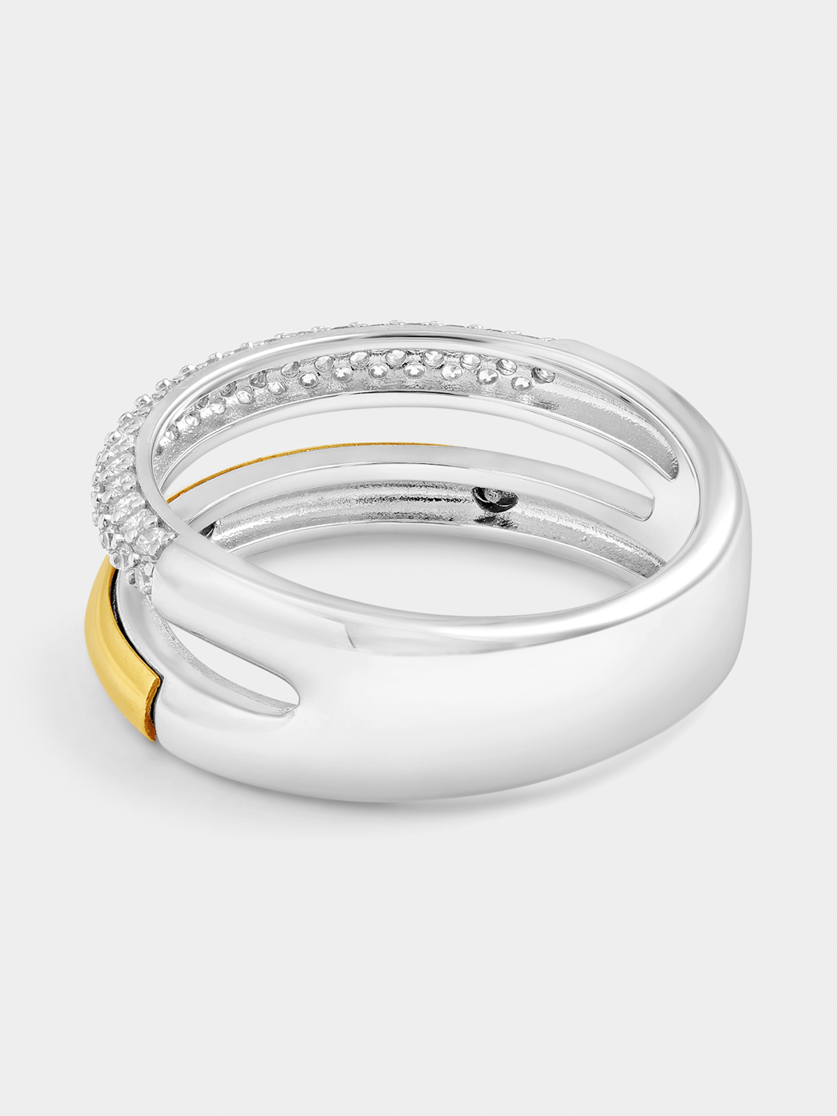 Yellow Gold & Sterling Silver Cubic Zirconia Split Ring | Bash