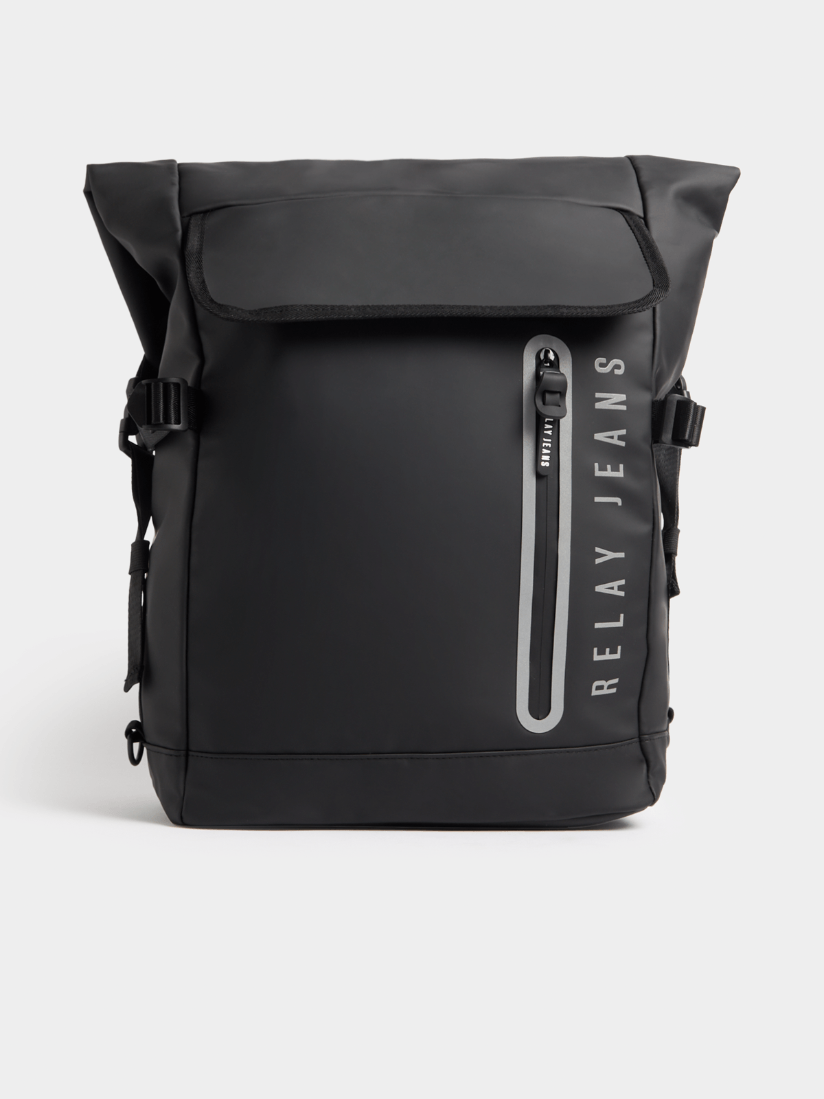 Relay Jeans Men's Rubberised Tech Black Foldover Backpack | Bash