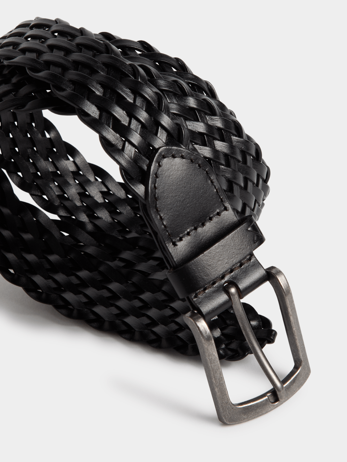Markham Men's Braided Bonded Leather Black Belt | Bash