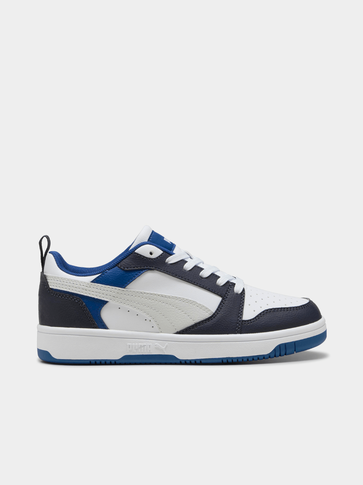 Junior Puma Rebound V6 White/Grey/Black Sneaker | Bash