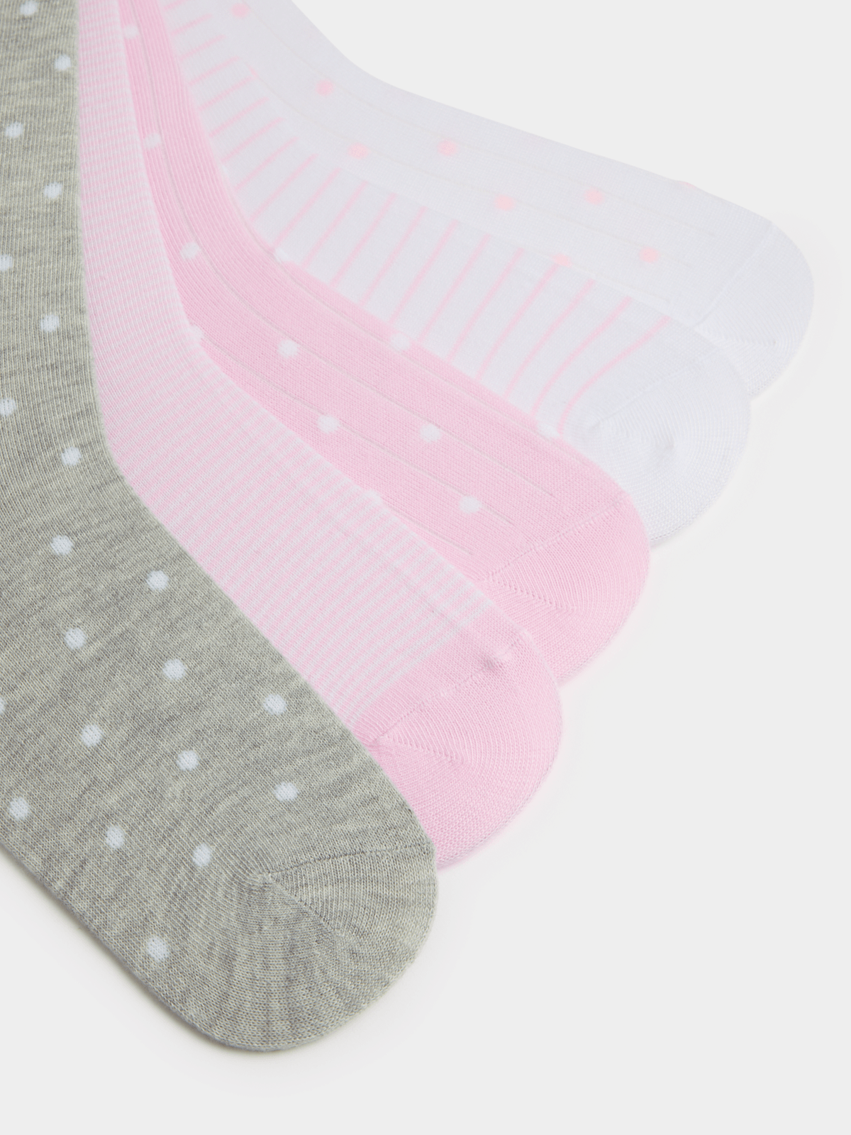 Jet Younger Girls 5 Pack Pink Polka Dots Stripes Anklet Socks | Bash