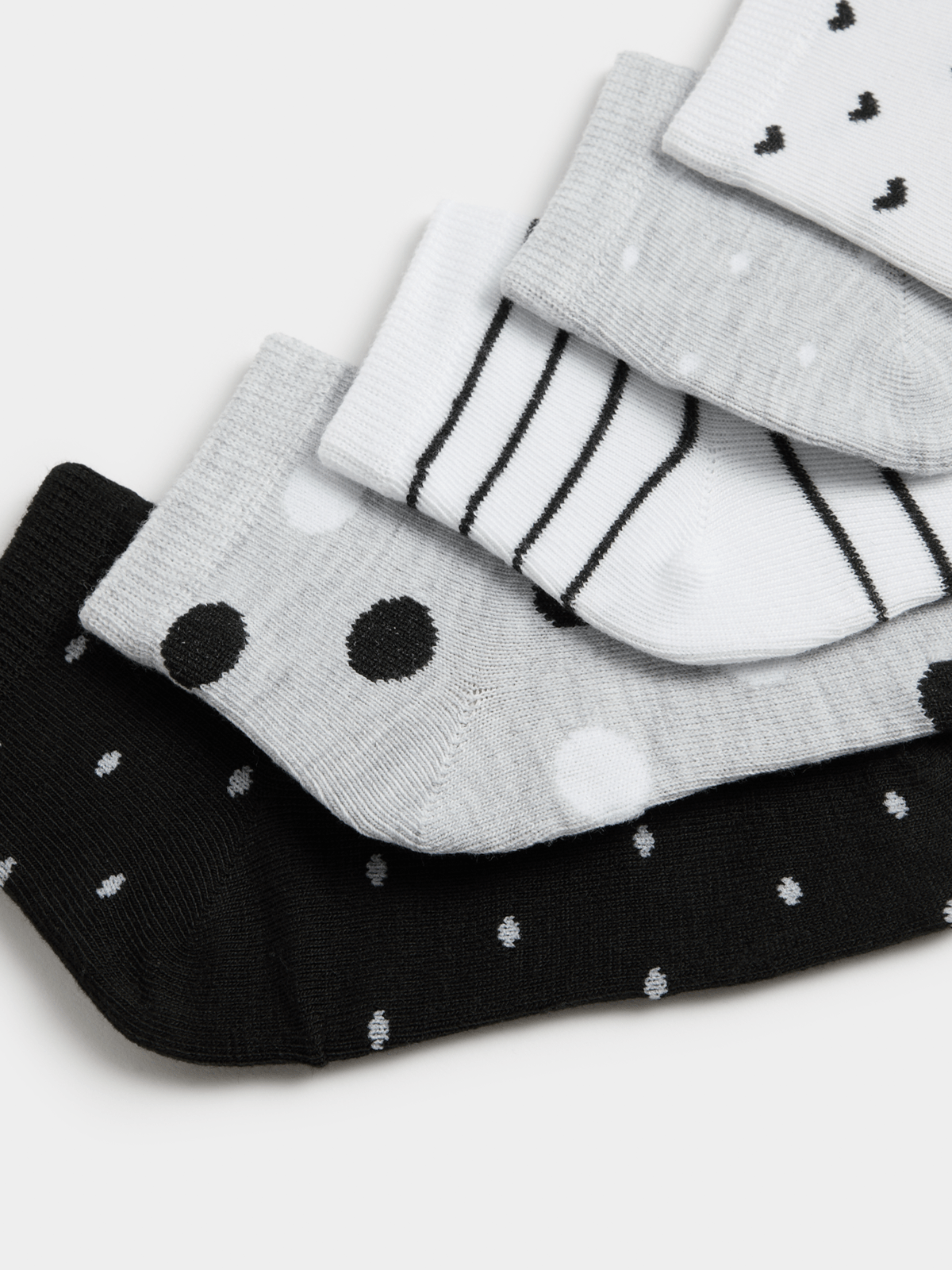 Jet Younger Girls 5 Pack Fashion Mono Spots And Stripes Lowcut Socks | Bash