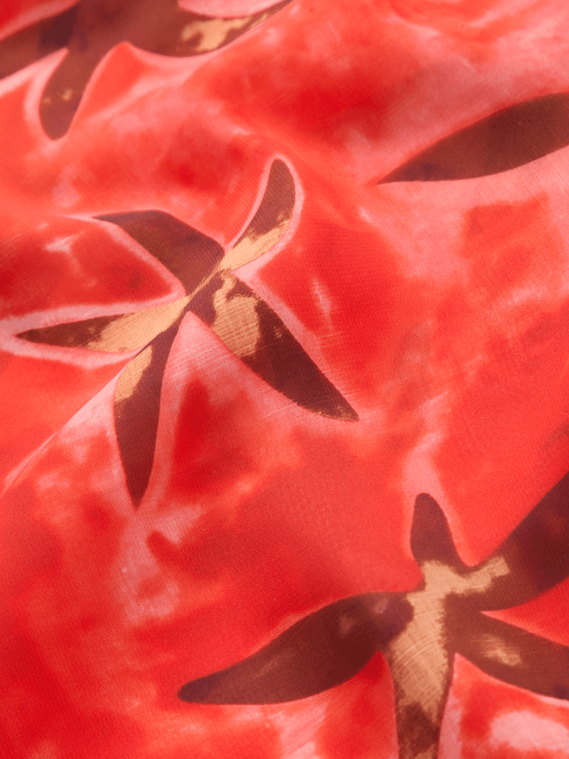 The FIX Women's Red Georgette Shell Print Babydoll Dress | Bash