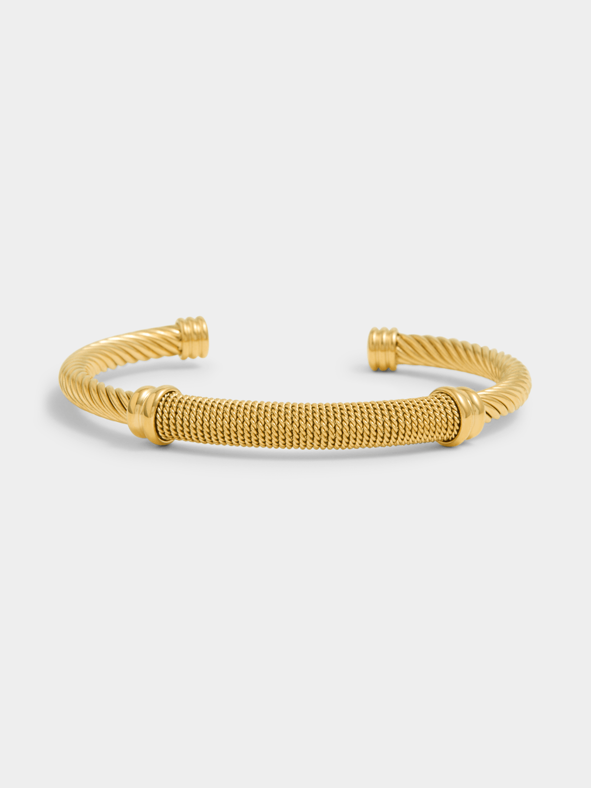 Tempo Jewellery Gold Plated Stainless Steel Twisted Texture Cuff Bangle ...