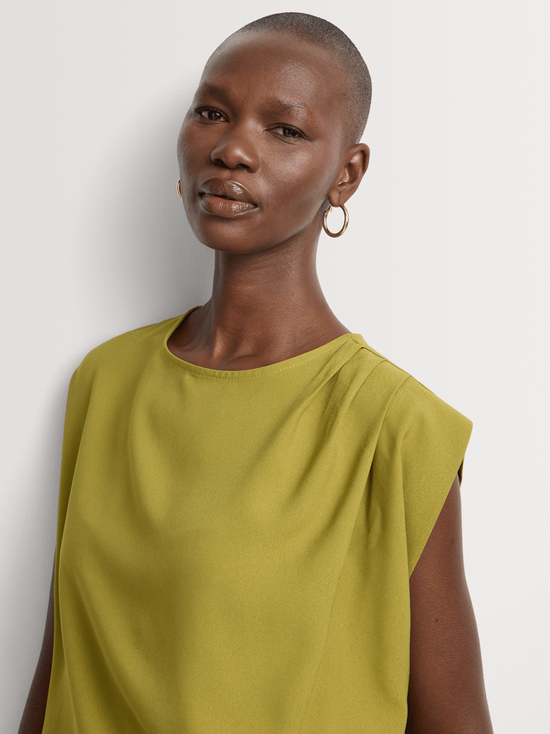 Pleated Satin Shell Top | Bash