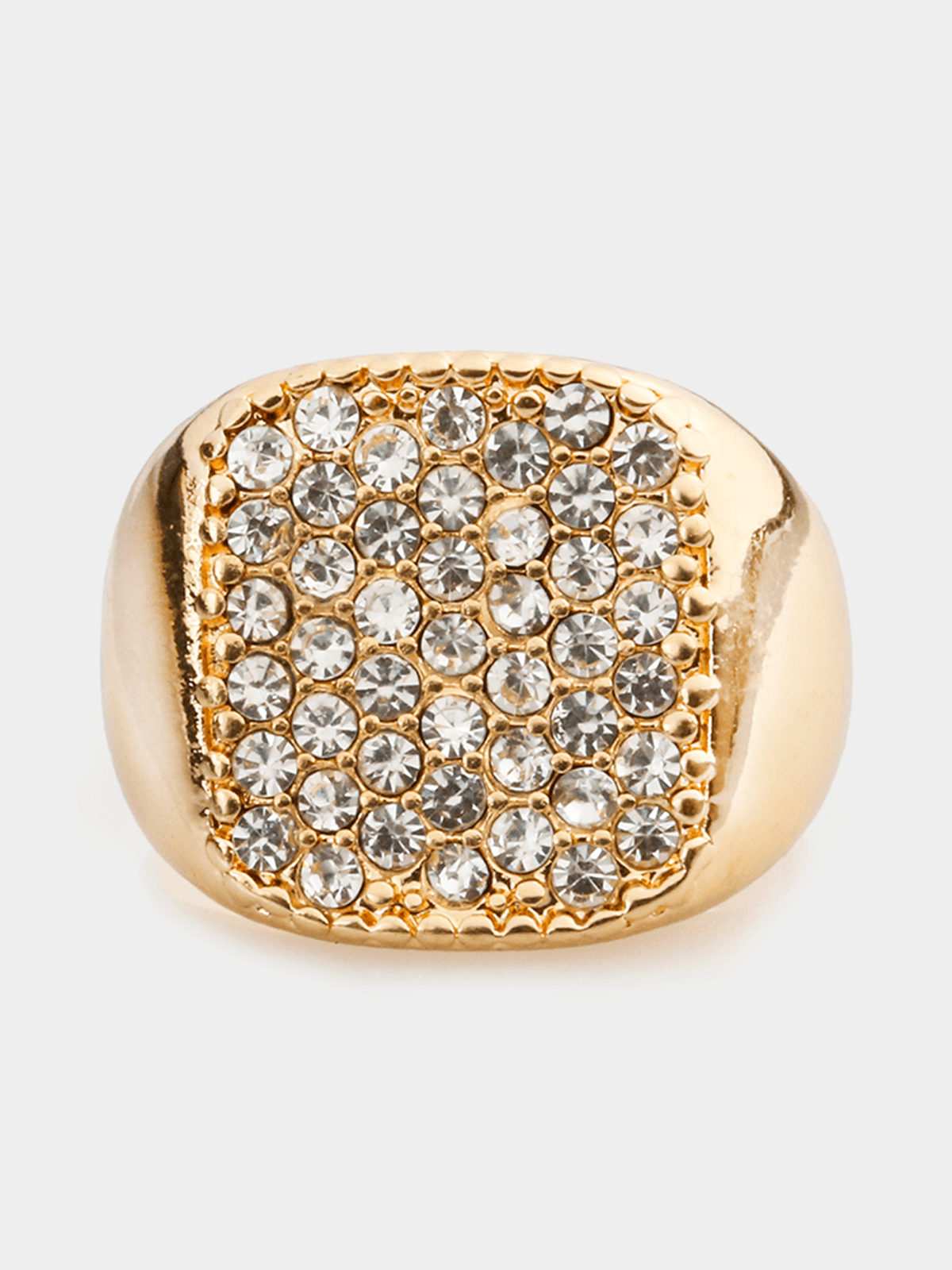 Redbat Unisex Gold Plated Crystal Square Ring | Bash
