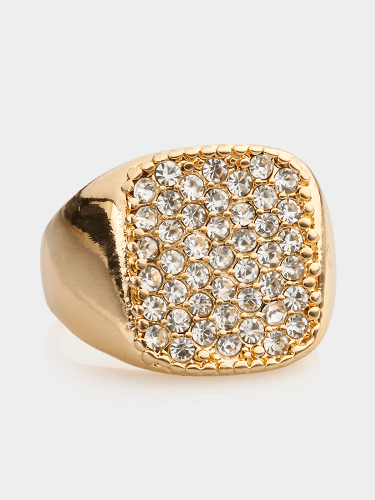 Redbat Unisex Gold Plated Crystal Square Ring | Bash