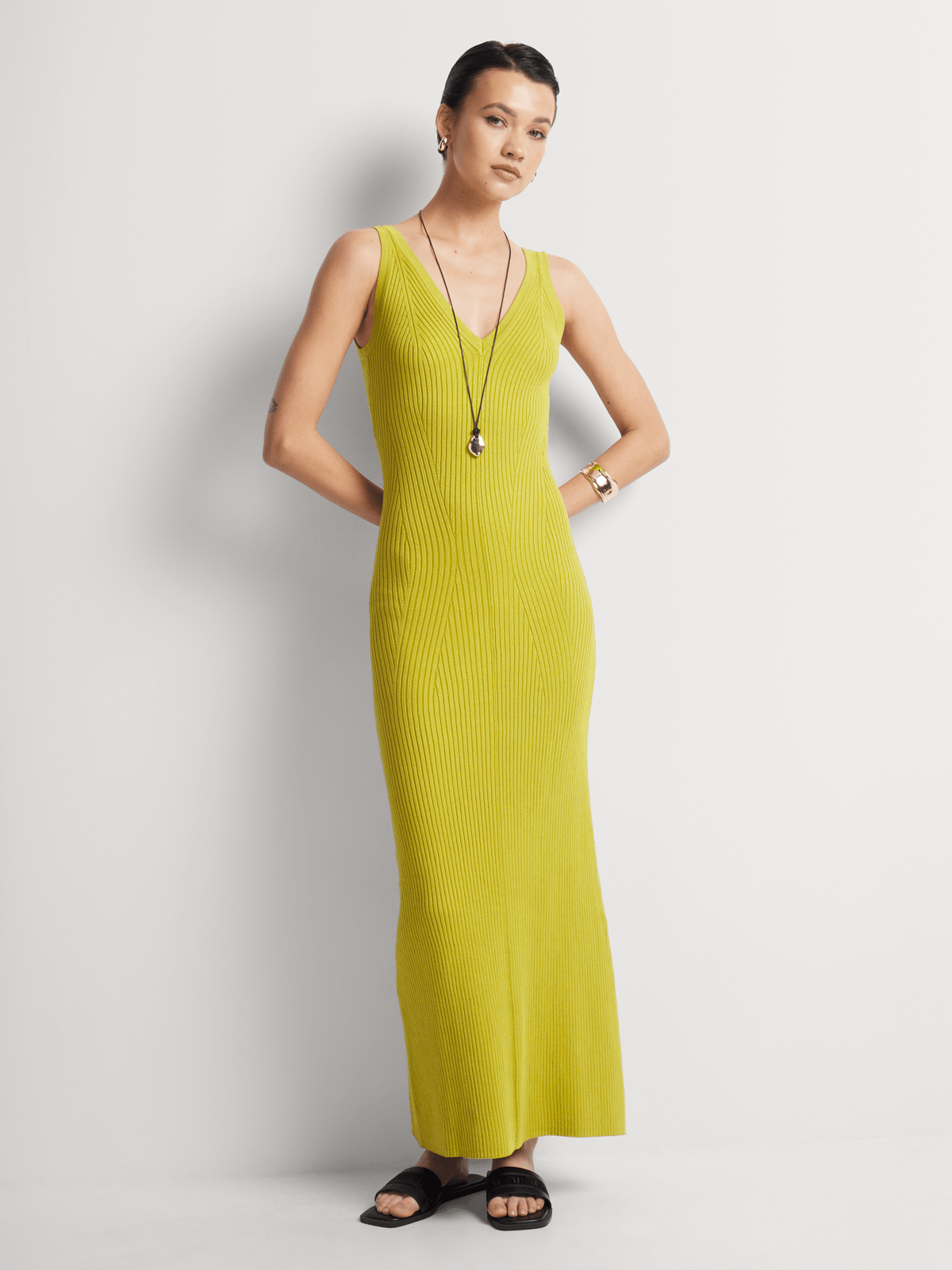 Ribbed Maxi Column Dress | Bash